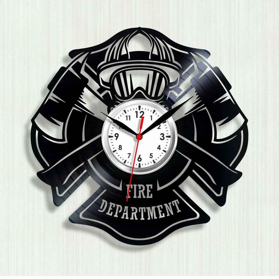 Fire Department Vinyl Clock, Firefighter Wall Clock, Firefighter Flags ...
