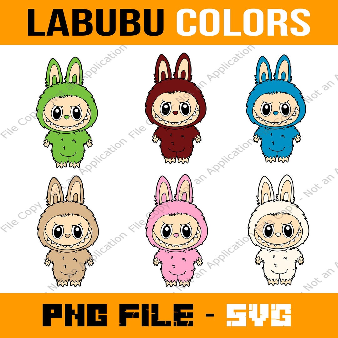 6 Colors Labubu PNG, Labubu Bundle Png, Labubu SVG, Labubu Sticker Png ...