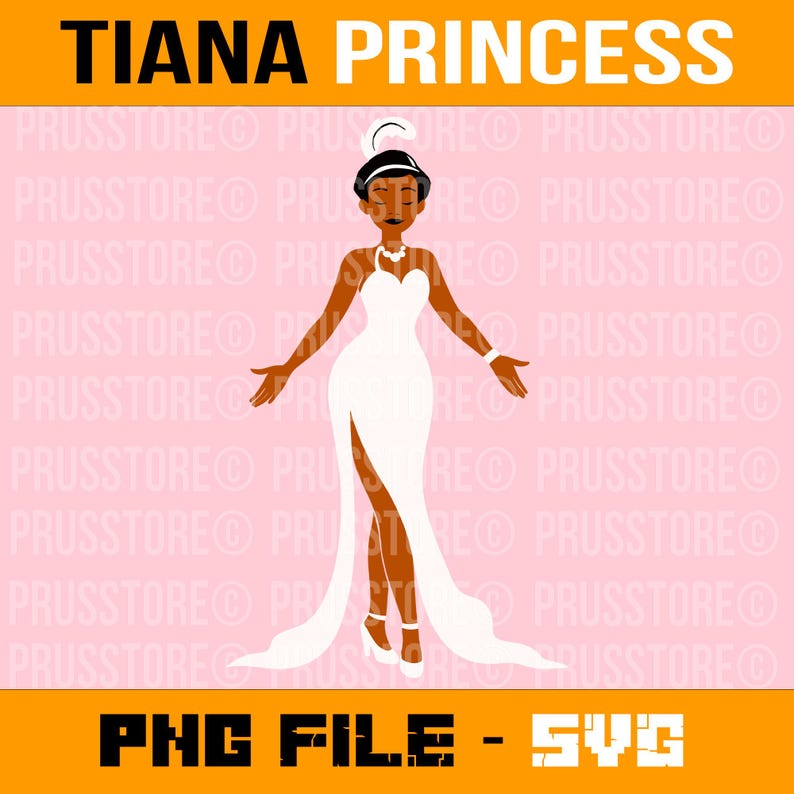 Tiana SVG PNG, Princess and the Frog SVG File, Black Princess Clipart ...