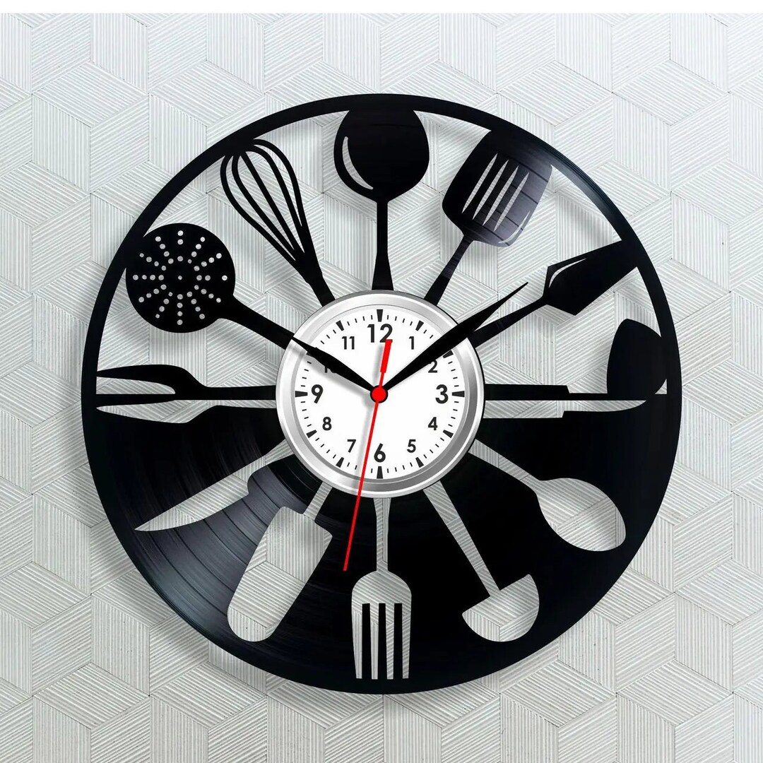 Kitchen Clock Utencils Clock Spoon and Fork Clock Vinyl Record Clock - Etsy