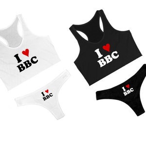 I Love BBC Lingerie Set Queen of Spades Crop Top Thong QOS BBC Hotwife ...