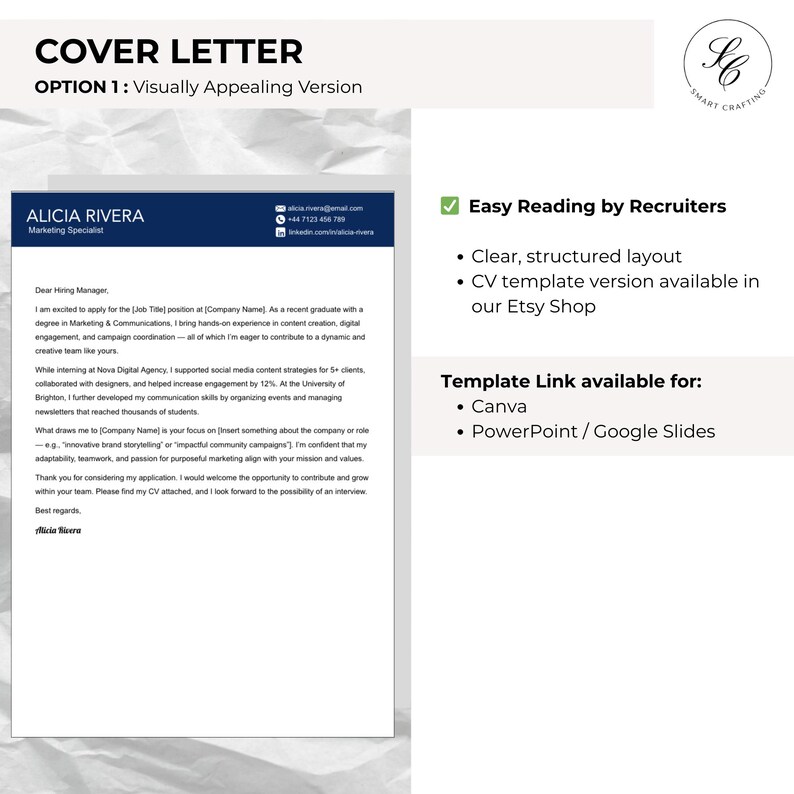 Cover Letter Template for Entry-level | Editable in Canva, Powerpoint ...