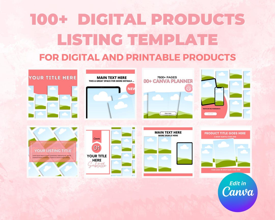Digital Product Listing Template for Canva Editable & Customizable Shop ...