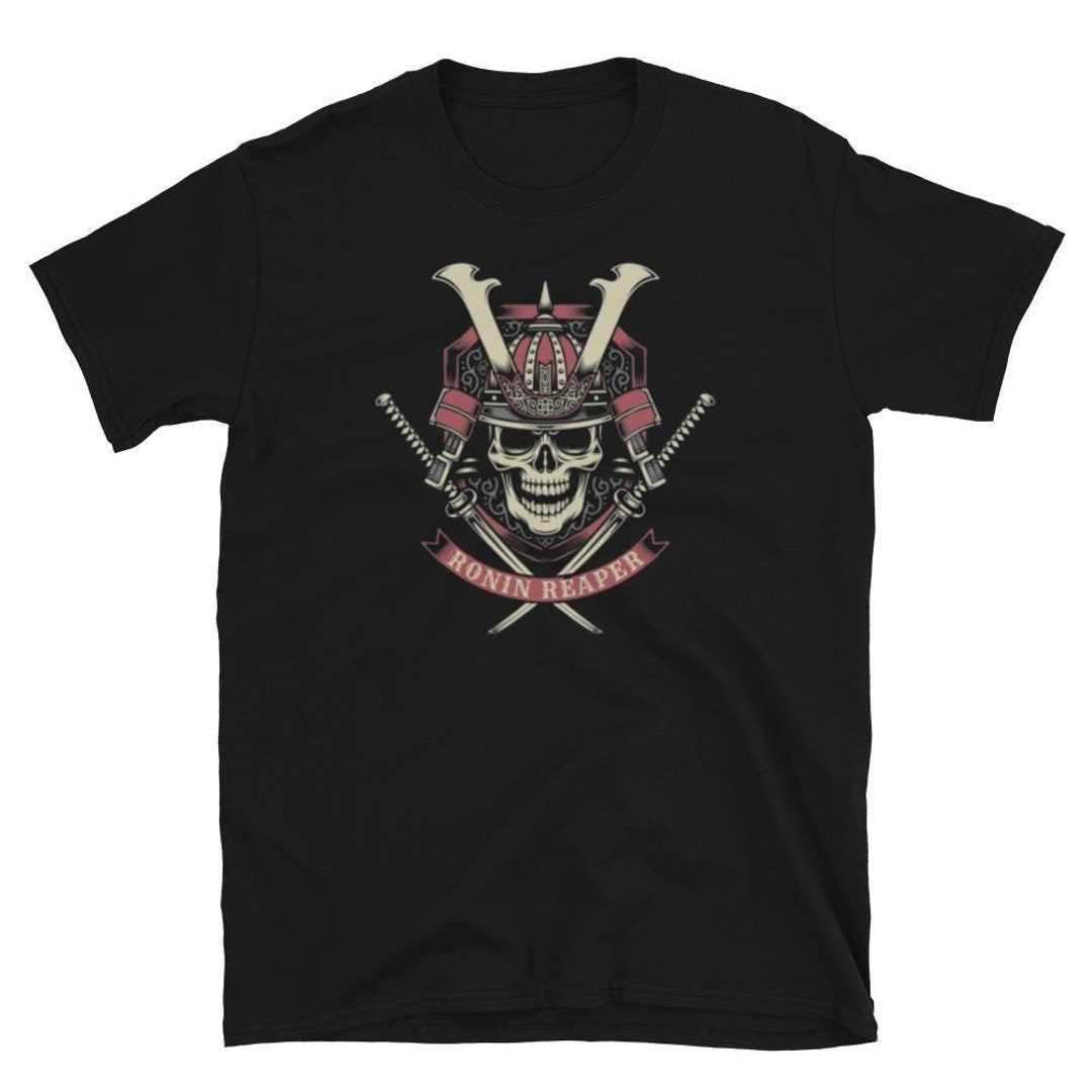 Ronin Reaper Samurai Custom Chopper Skull Katana Biker Graphic Tee ...