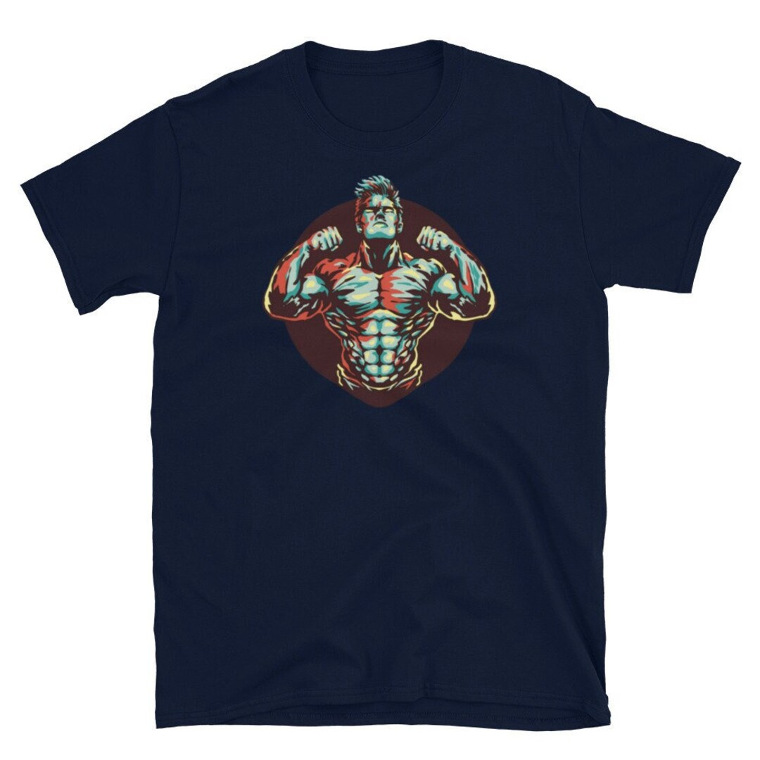 Anime Bodybuilder Flex Graphic Athletic Gym Shirt Short-sleeve Unisex T ...