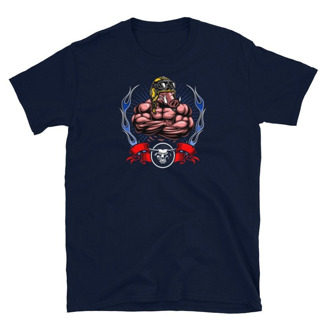 Helmut Hog the Champion Body Building Boar Athletic Gym T-shirt Short ...