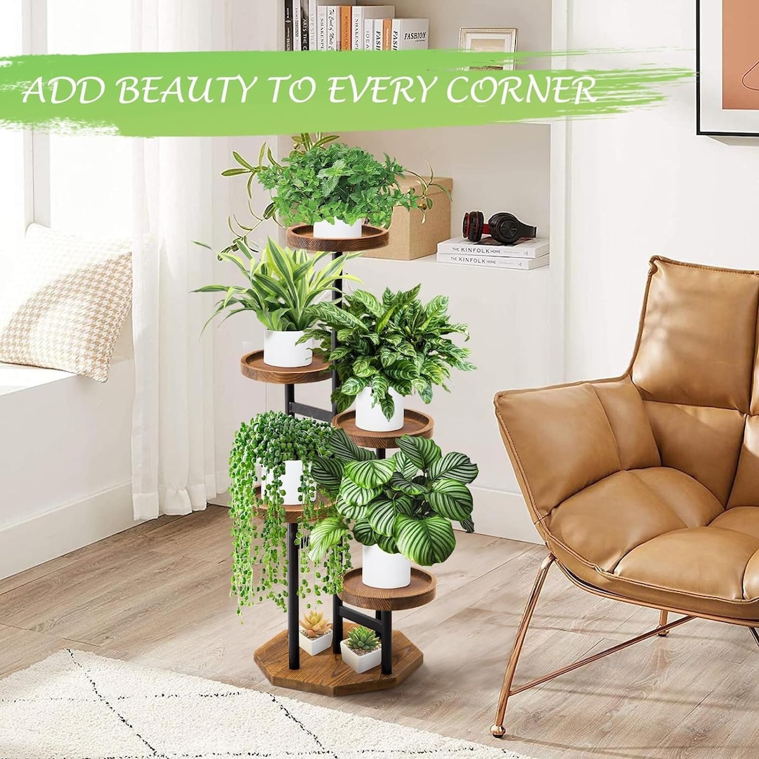 Multi Tier Wooden & Metal Plant Stand Outdoor Plant Stand - Etsy