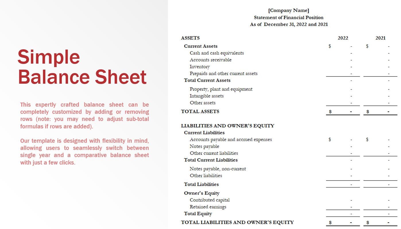 Simple Balance Sheet - Etsy