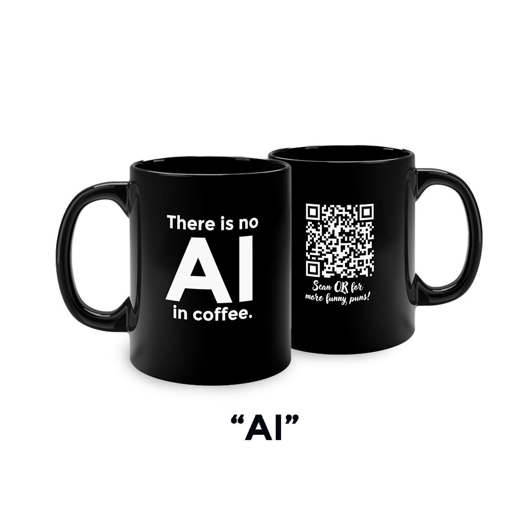 Funny Joke Mug ai QR Code on the Back to Our HUGE Funny Puns Archive ...