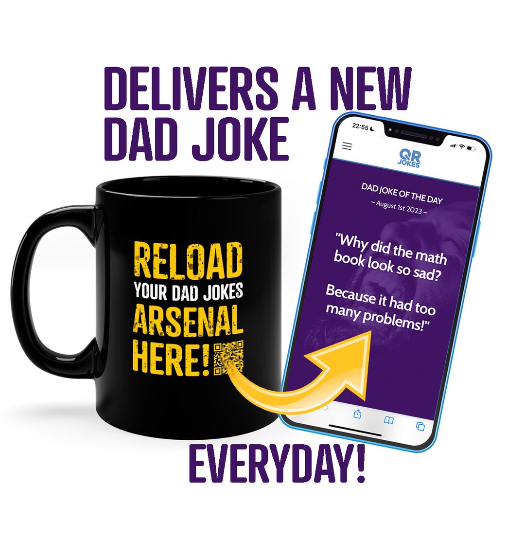 QR Code Dad Jokes Mug reload Yellow Dad Mug Gifts Dad Birthday Gifts ...