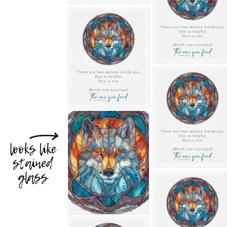 Two Wolves Cherokee Proverb Wall Art | Psychology Self Care - Painting ...