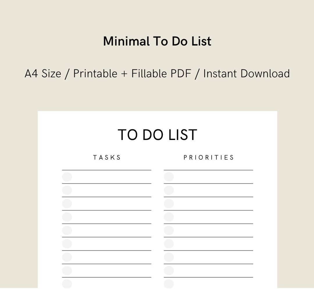 Printable Minimal To-do List / Daily Tasks - Etsy