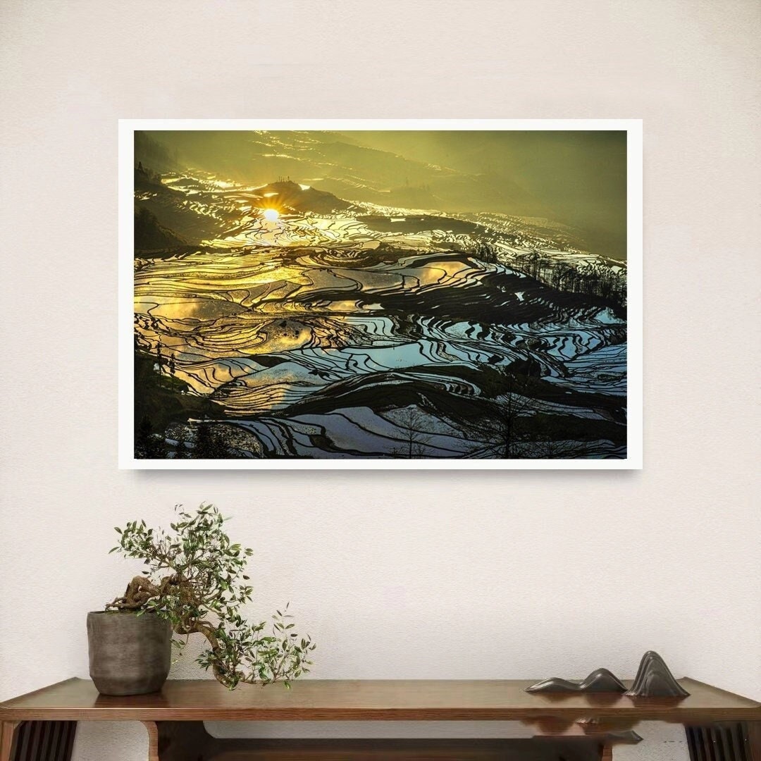 Sunset - Tiered Farm Fields - A Set of Digital Download - Printable ...