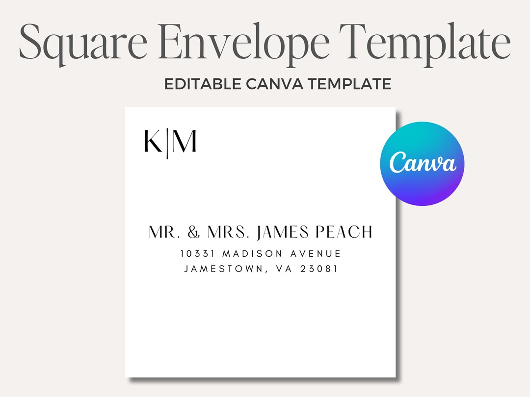 Minimalist Square Envelope, Editable Canva Template | Digital Download ...