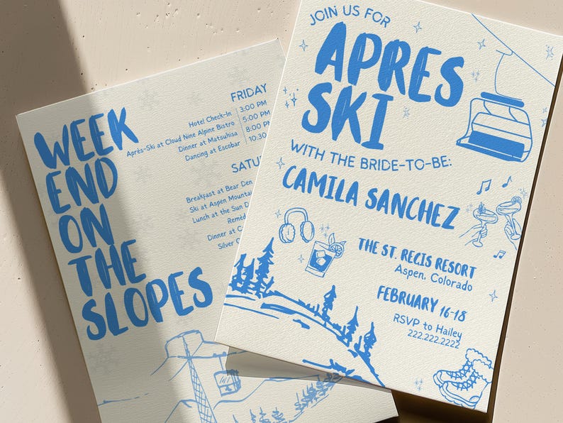 Apres Ski Bachelorette Party Invitation & Itinerary (digital Download ...
