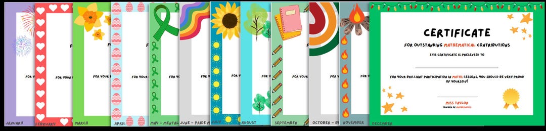 Teacher Certificates - 12 Months - Etsy