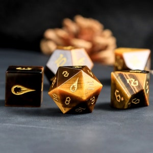 Custom Stone Dnd Dice Set Tiger Eye Dnd Dice Set Sorcerer Dungeons and ...