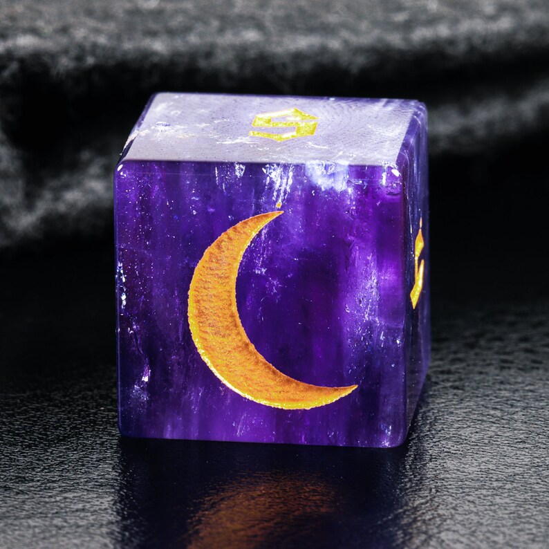 Amethyst Dnd Dice Set Moon Version Gemstone Dnd Dice - Etsy