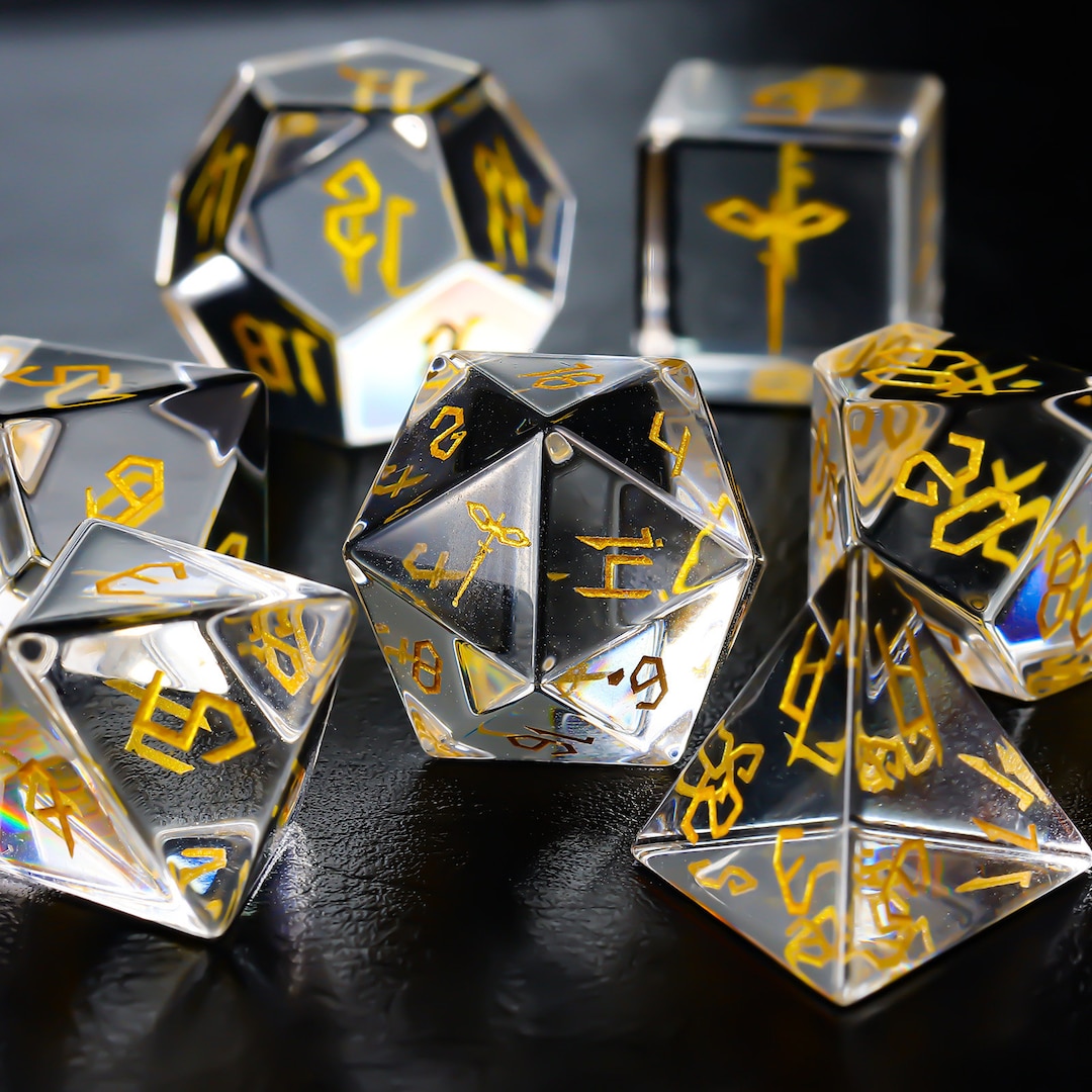 Rogue Crystal Dice Set| Clear Crystal Polyhedral Dice Set | Gemstone ...