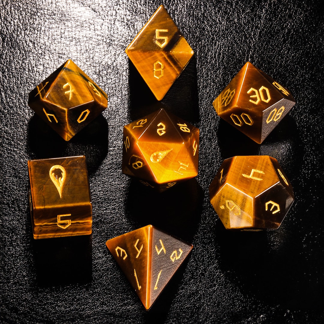 Custom Stone Dnd Dice Set Tiger Eye Dnd Dice Set Sorcerer Dungeons and ...