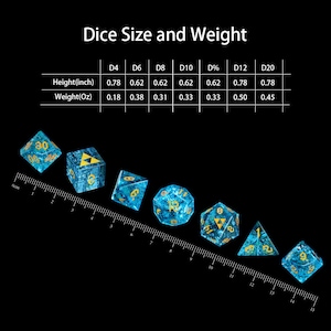 Full Set Zelda D&D Dice Set| for Crystal Blast Blue Glass Polyhedral ...
