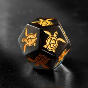 Sea Turtle Dnd Dice Set| Ocean Theme Black Glass Dnd Dice Set ...