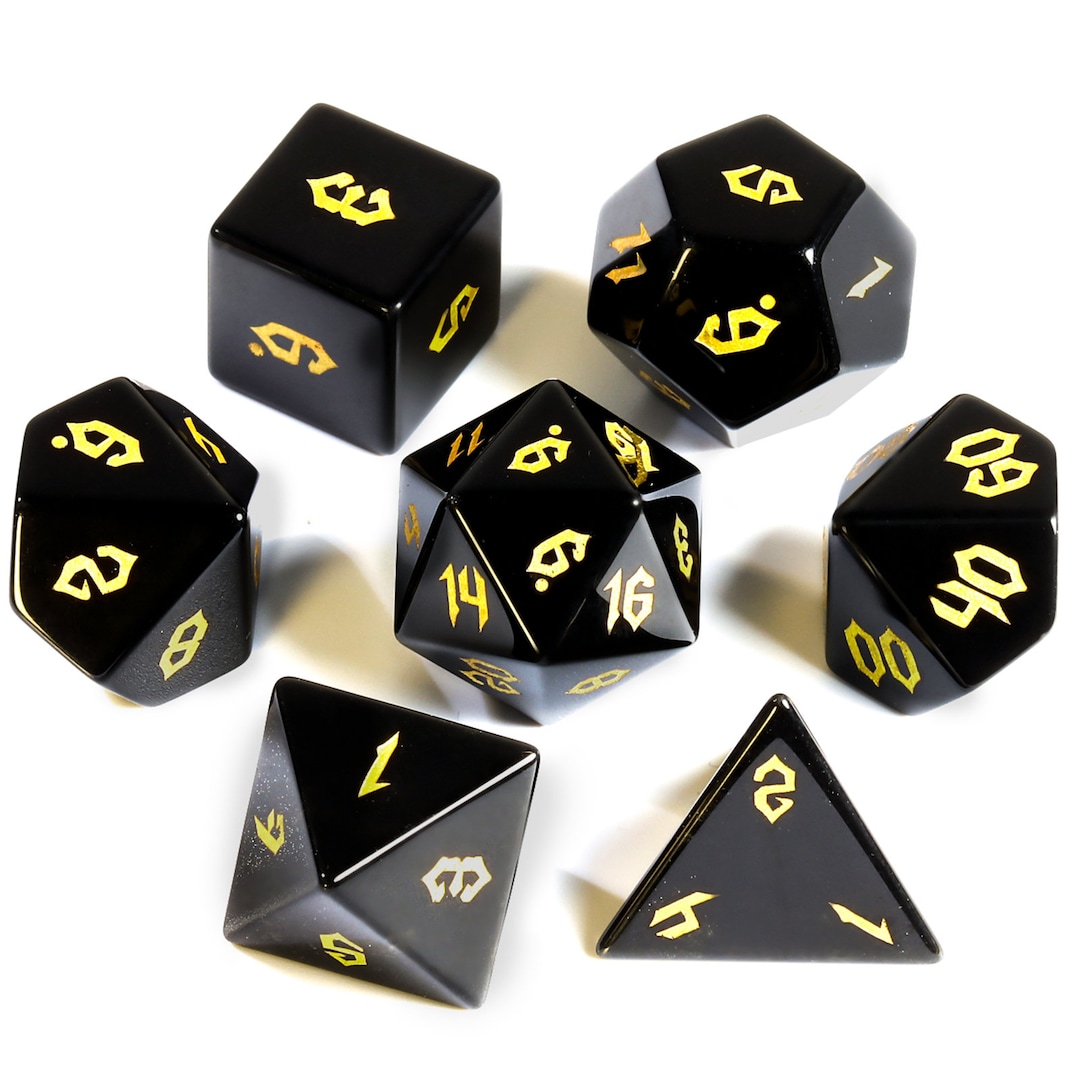 Natural Obsidian Dnd Dice Set| Gemstone Dnd Dice Set |gemstone Dungeons ...