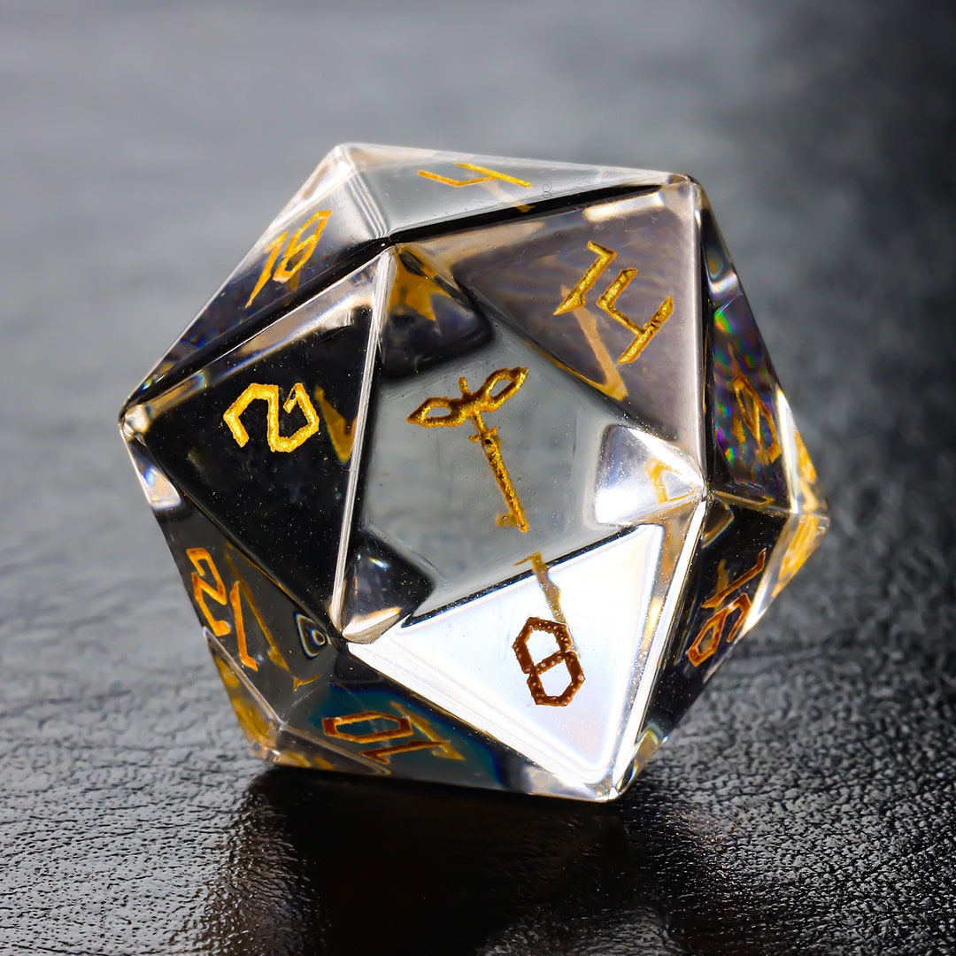 Full Set Rogue D&D Dice Set| Clear Glass Polyhedral Dice Set | Gemstone ...