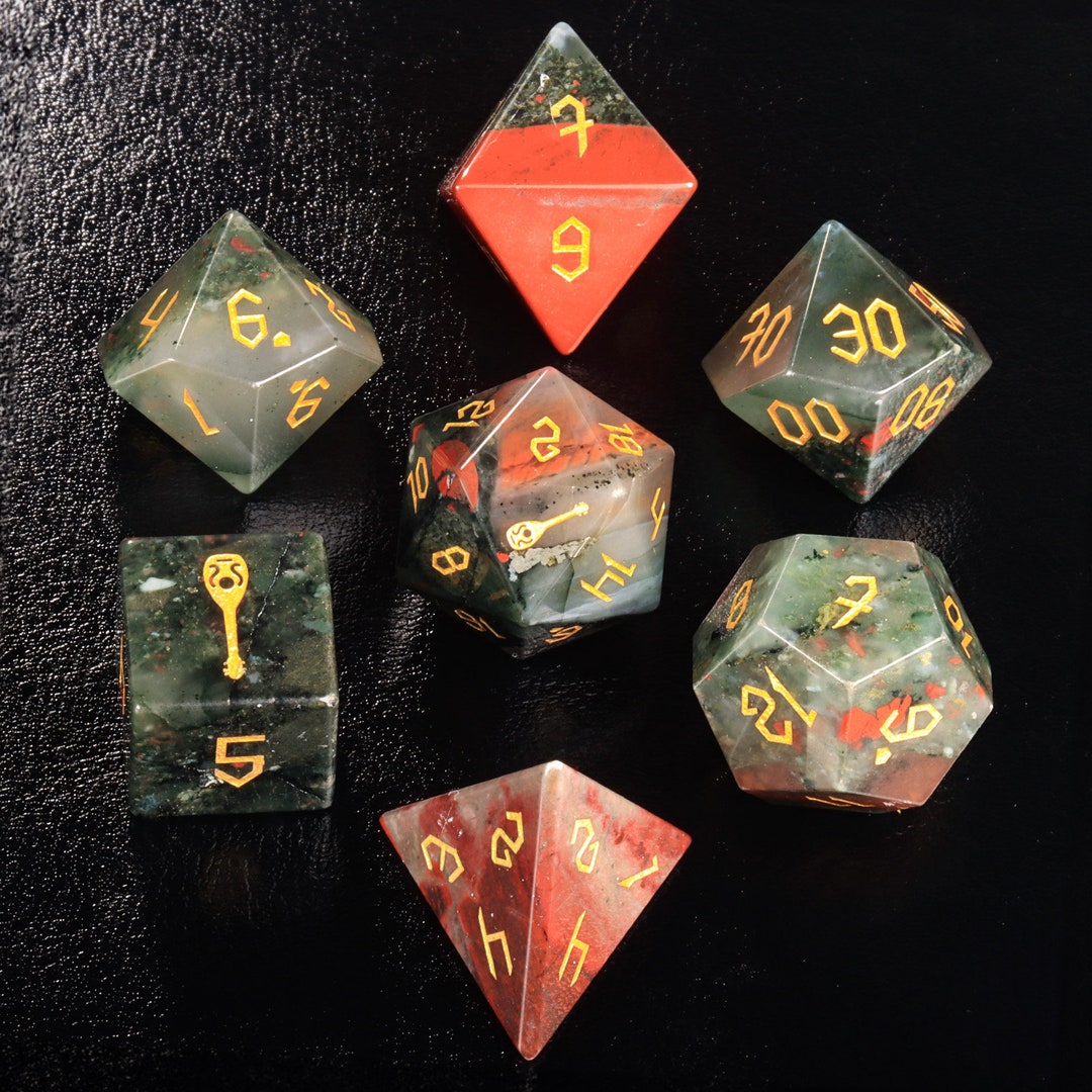 Custom Bloodstone Polyhedral Dice Setbard Dnd Dice custom Dice Set D20 ...