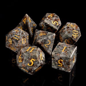 Full Set Yooperlite Gemstone Dice| Stone Dice Set |engraved Gemstone ...