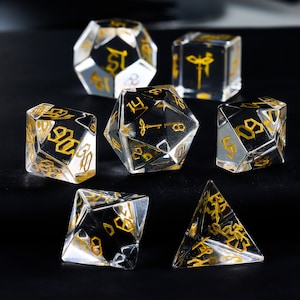 Rogue Crystal Dice Set Clear Crystal Polyhedral Dice Set Gemstone DND ...