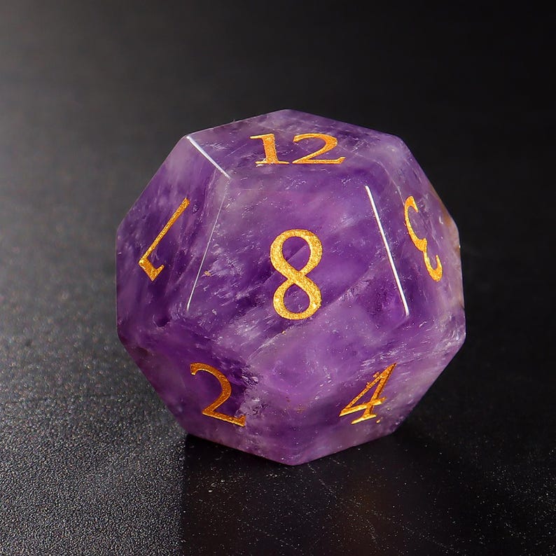 Amethyst Dnd Dice Set Moon Version| Gemstone Dnd Dice Set | Dungeons ...