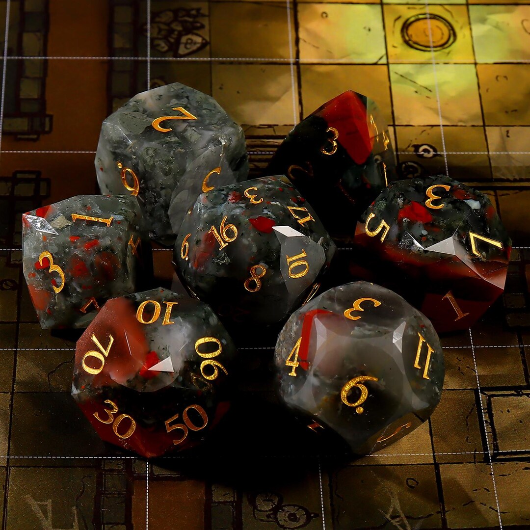 Natural Bloodstone Dnd Dice Set| Multi-faceted Gemstone Dice| Dungeons ...
