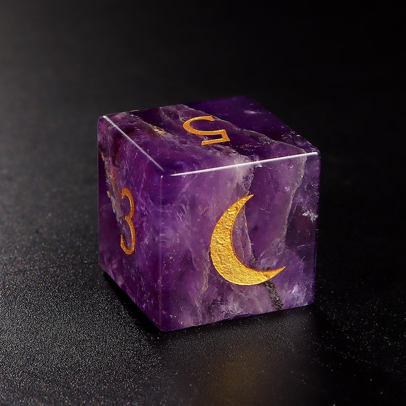 Amethyst Dnd Dice Set Moon Version| Gemstone Dnd Dice Set | Dungeons ...