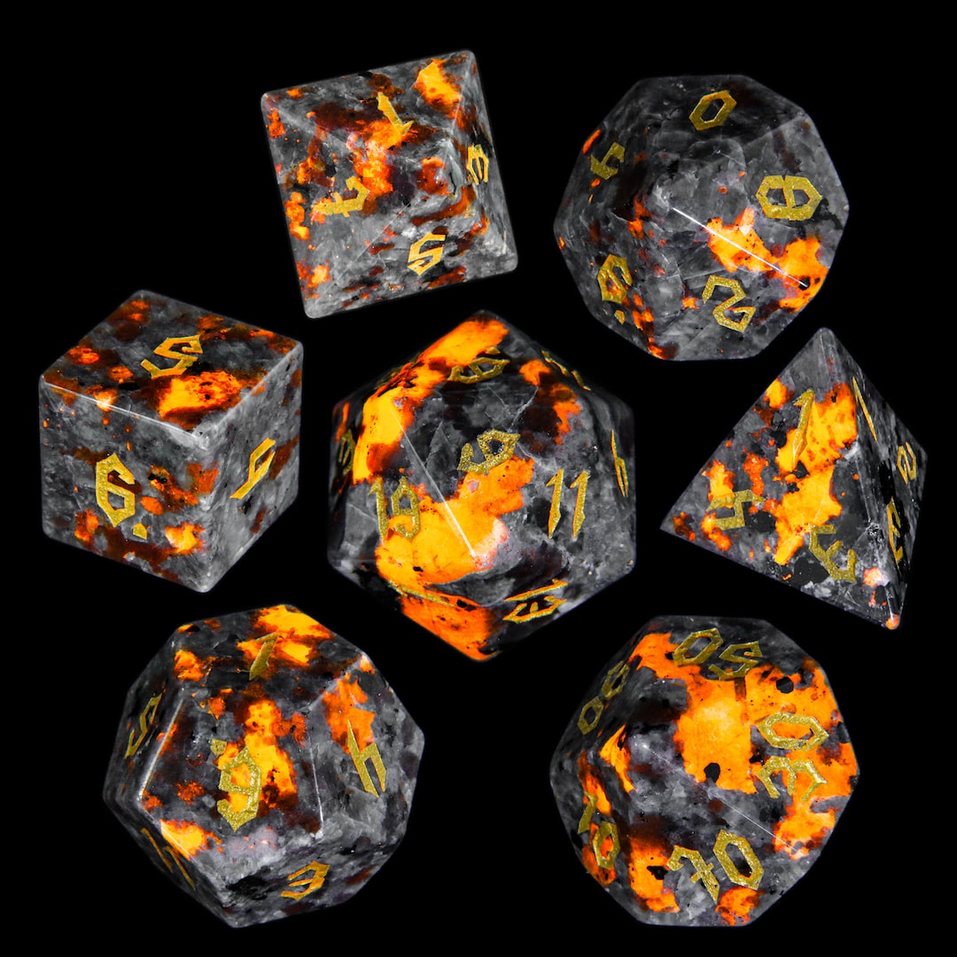 Full Set Yooperlite Gemstone Dice| Stone Dice Set |engraved Gemstone ...