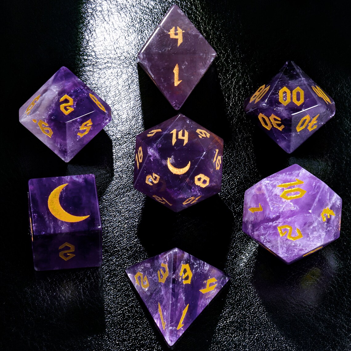 Amethyst Dnd Dice Set Moon Version Gemstone Dnd Dice - Etsy