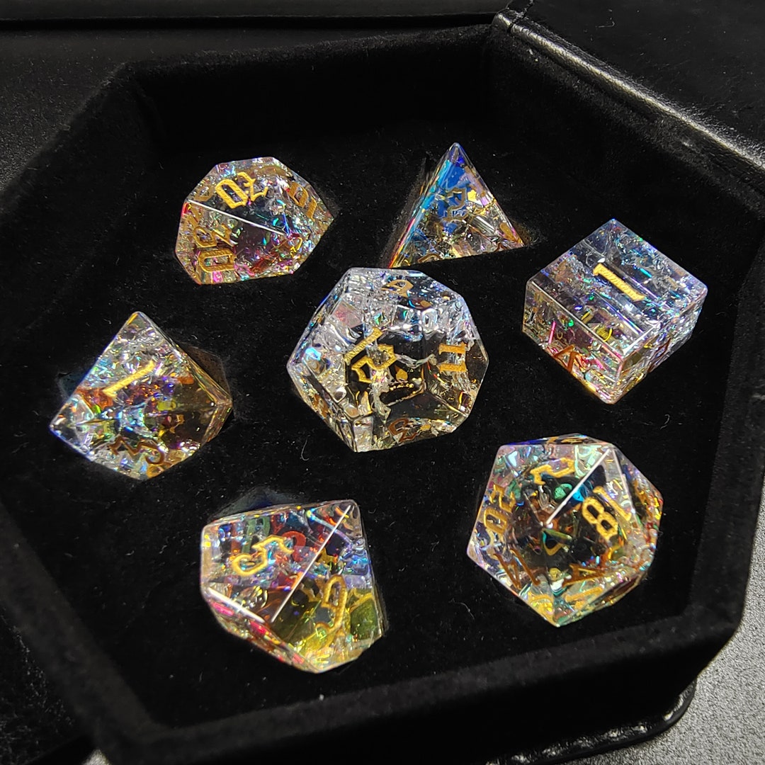 Full Set D&D Dice Set for K9crystal Blast Emerald Glass Polyhedral Dice ...