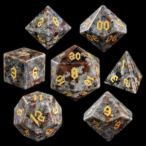 Full Set Yooperlite Gemstone Dice Stone Dice Set engraved Gemstone ...