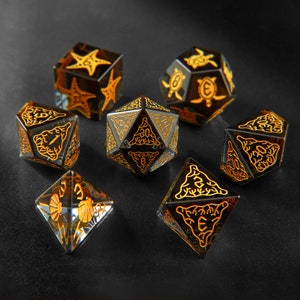 Sea Turtle Dnd Dice Set| Ocean Theme Black Glass Dnd Dice Set ...