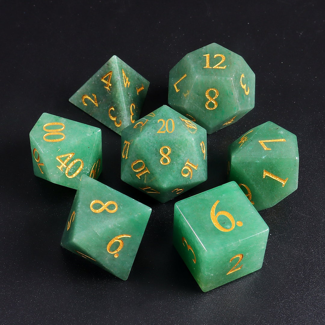 Natural Green Jade Dnd Dice Set| Gemstone D20 Dice Set| Dungeons and ...