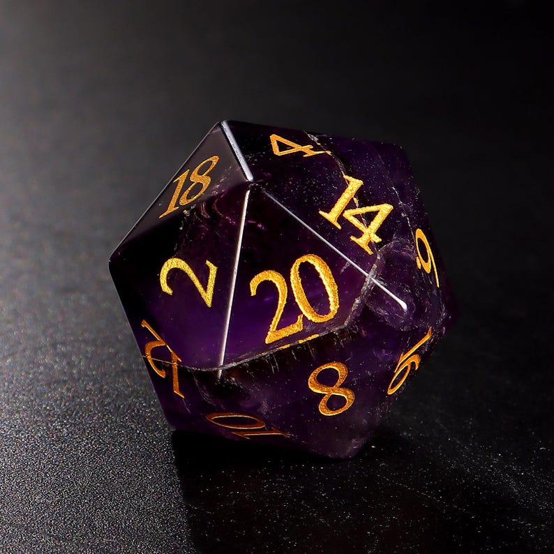 Full Set Natural Amethyst Dnd Dice Set| Gemstone Dnd Dice Set ...