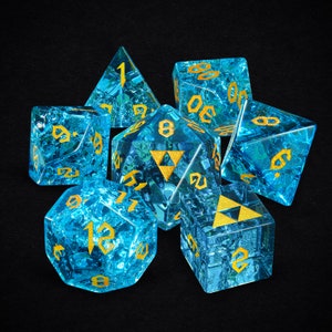 Full Set Zelda D&D Dice Set| for Crystal Blast Blue Glass Polyhedral ...