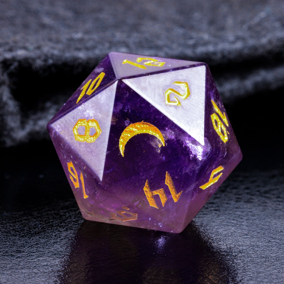Amethyst Dnd Dice Set Moon Version| Gemstone Dnd Dice Set | Dungeons ...