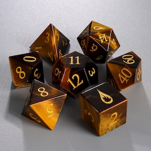 Natural Stone Dnd Full Dice Set| Tiger Eye Dnd Dice Set Sorcerer ...