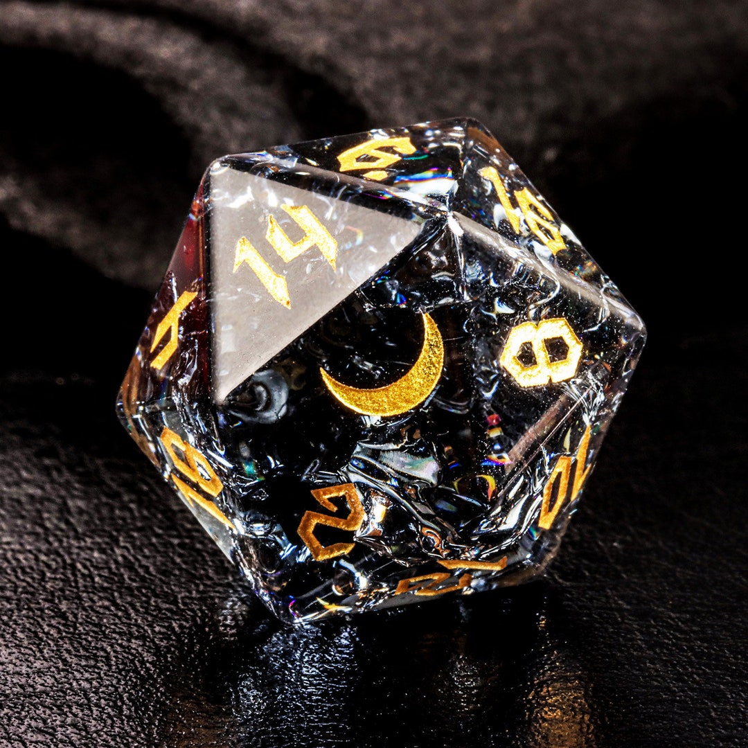 Full Set Moon Gray D&D Dice Set for Crystal Blast Flame Glass ...