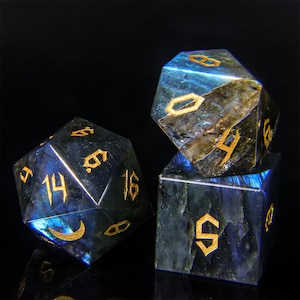 Natural Labradorite Dice Set| Gemstone Dnd Dice Set |meditate Gemstone ...