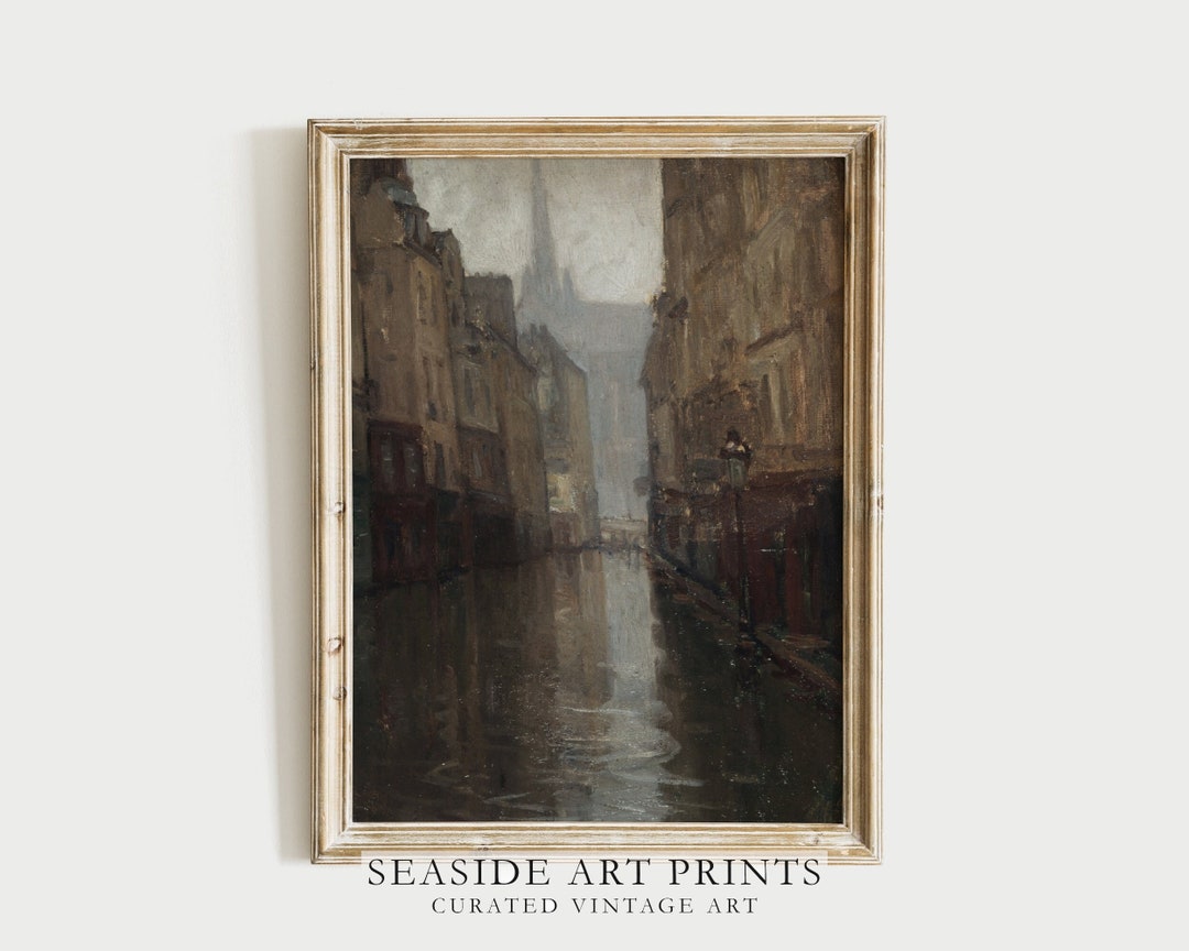 Vintage French Cityscape Art Print, Antique Architecture Painting ...