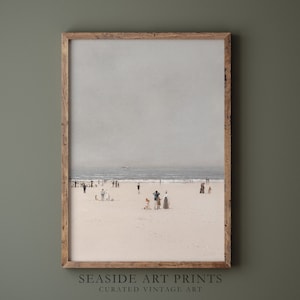 Vintage Seaside Print, Set of Two, Antique Beach Oil Painting, Soft ...