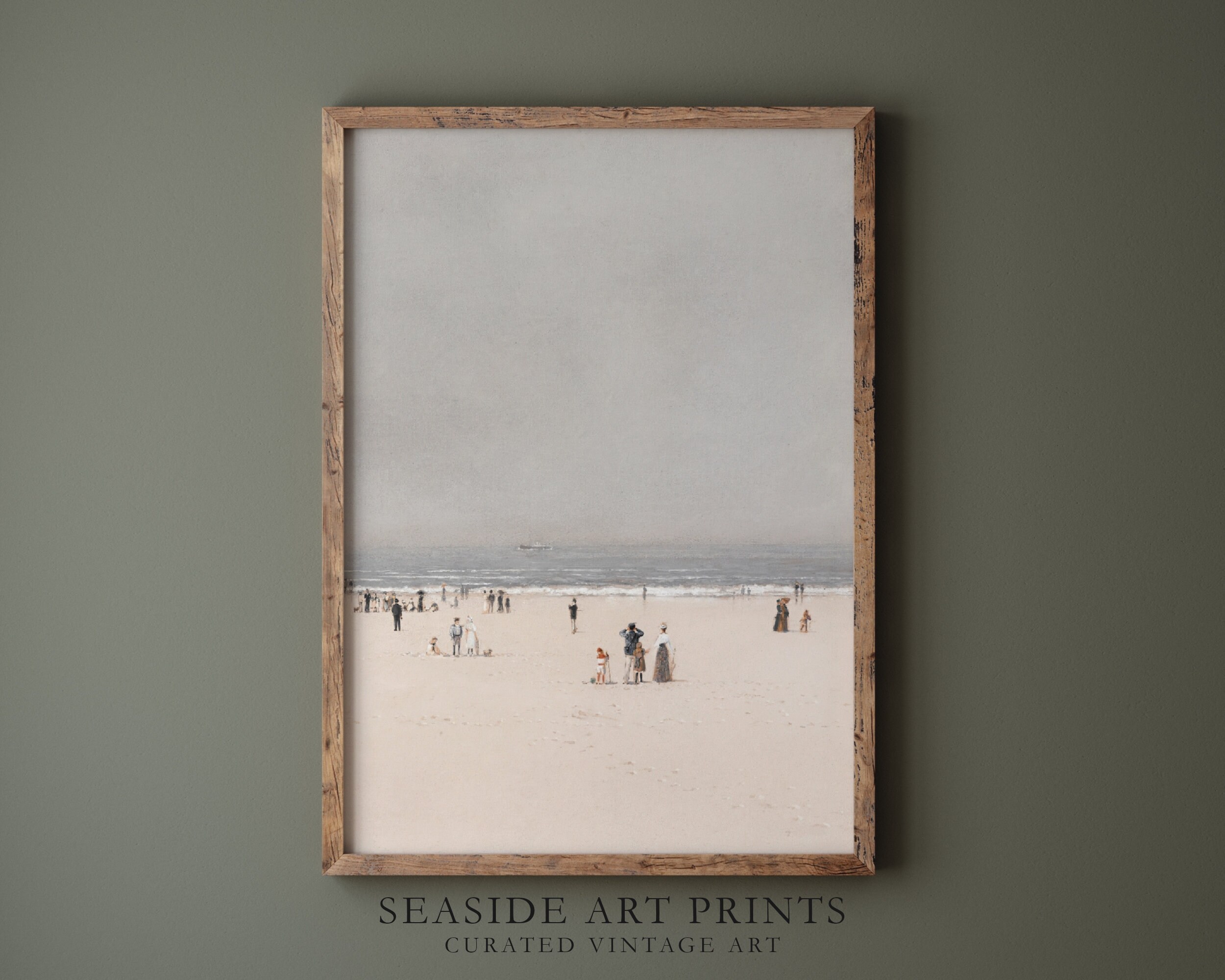 Vintage Seaside Print, Set of Two, Antique Beach Oil Painting, Soft ...