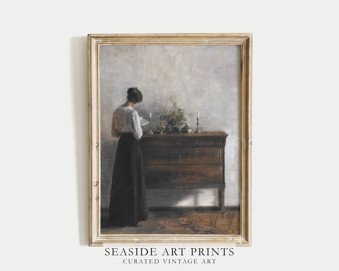Neutral Portrait of a Woman Art Print - Antique Woman Oil Painting ...
